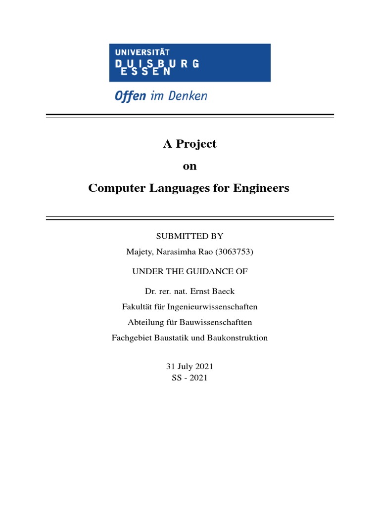 A Project On Computer Languages For Engineers | PDF | Subroutine | Matrix (Mathematics)