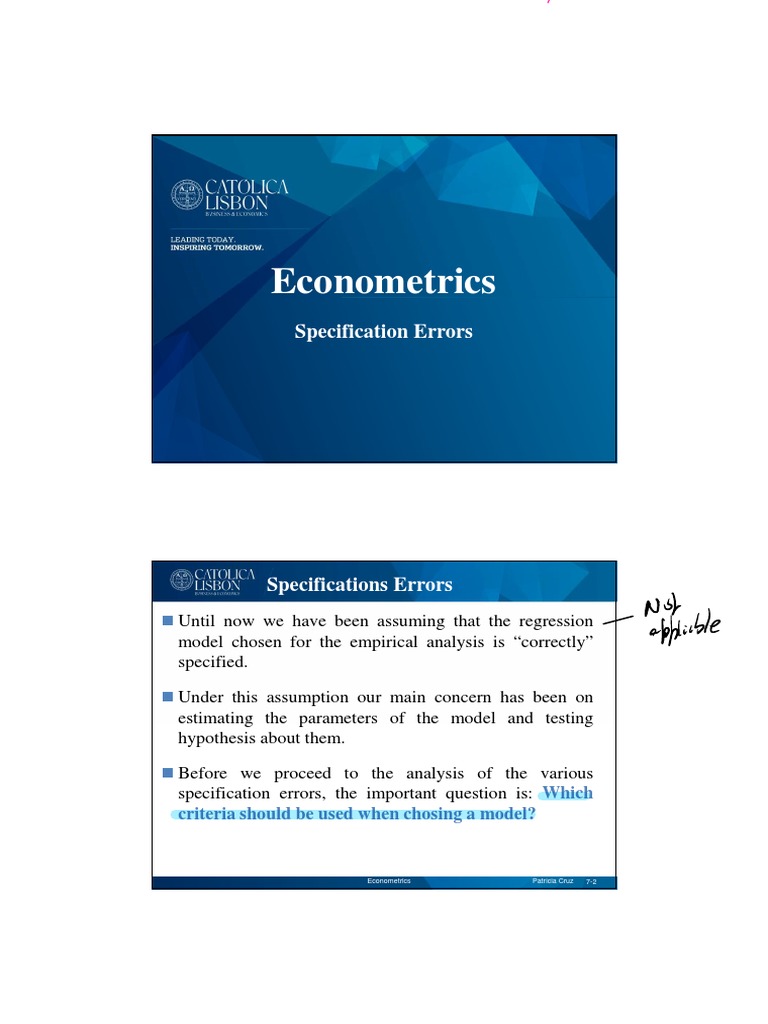 Econometrics: Specification Errors | PDF | Ordinary Least Squares | Dependent And Independent ...
