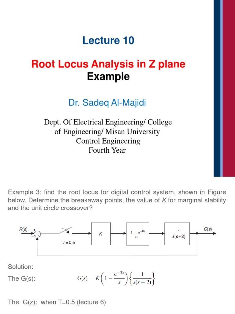 Root Locus Analysis in Z Plane: Example | PDF