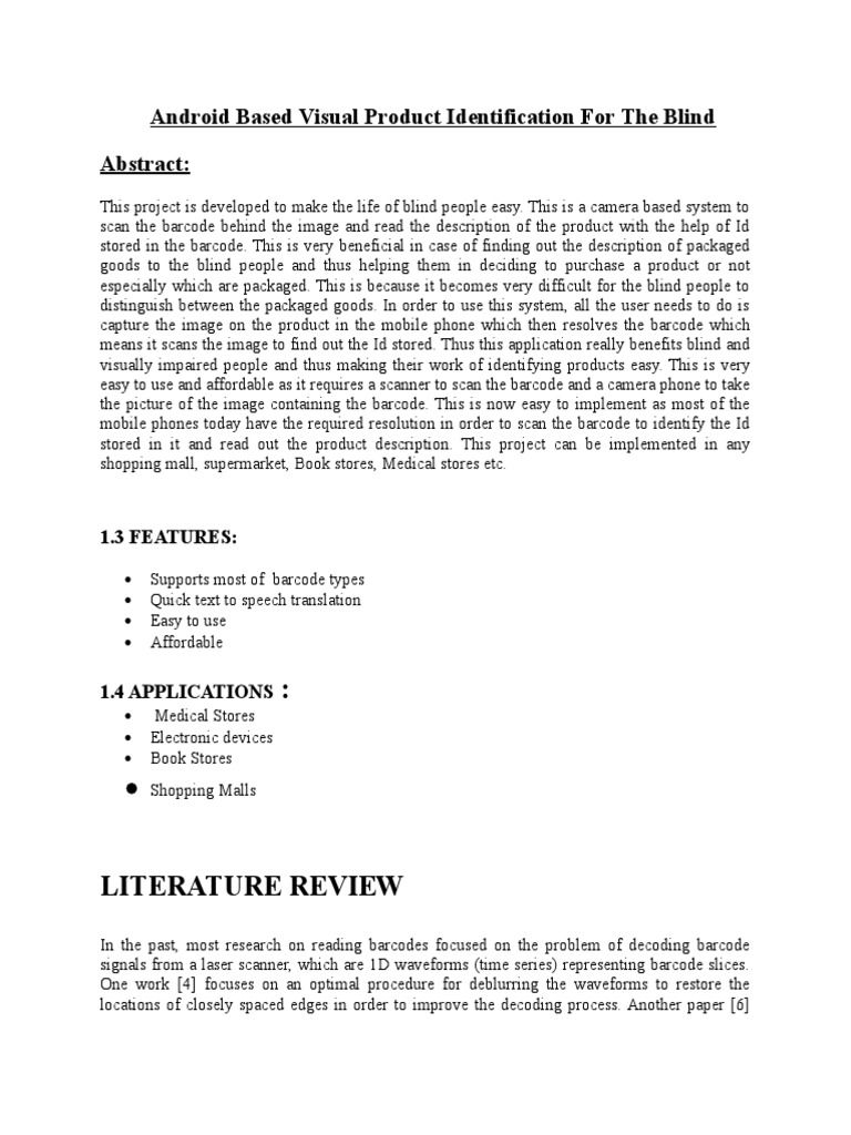 Android Based Visual Product Identification For The Blind | PDF ...