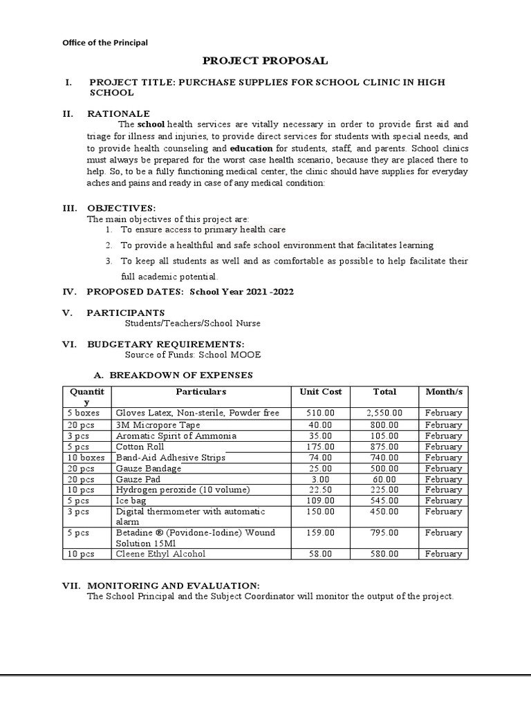 School Clinic Supplies HS | PDF | Medicine | Health Sciences
