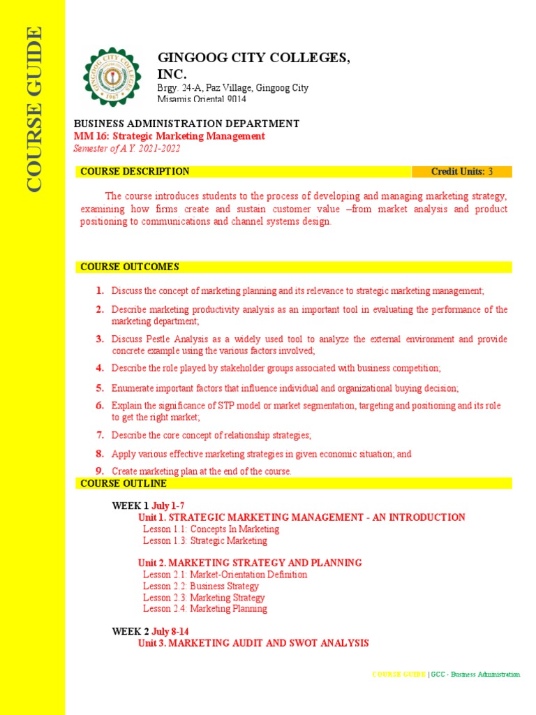 Bsba Course Guide Template 2021 | PDF | Marketing | Strategic Management Bsba Course Guide Template 2021 | PDF | Marketing | Strategic Management