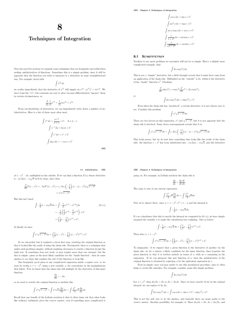 Calculus 08 Techniques of Integration 4up | PDF | Trigonometric ...