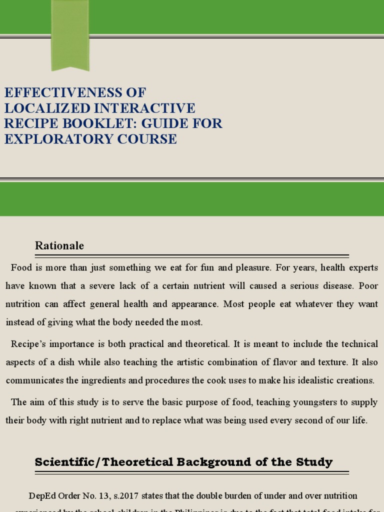 Title 1 - EFFECTIVENESS OF LOCALIZED INTERACTIVE RECIPE BOOKLET | PDF ...