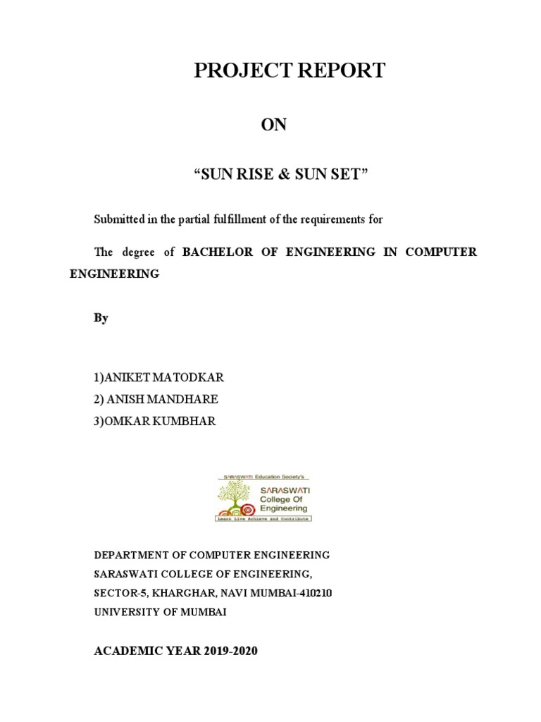 Project: "Sun Rise & Sun Set" | Download Free PDF | Engineering ...