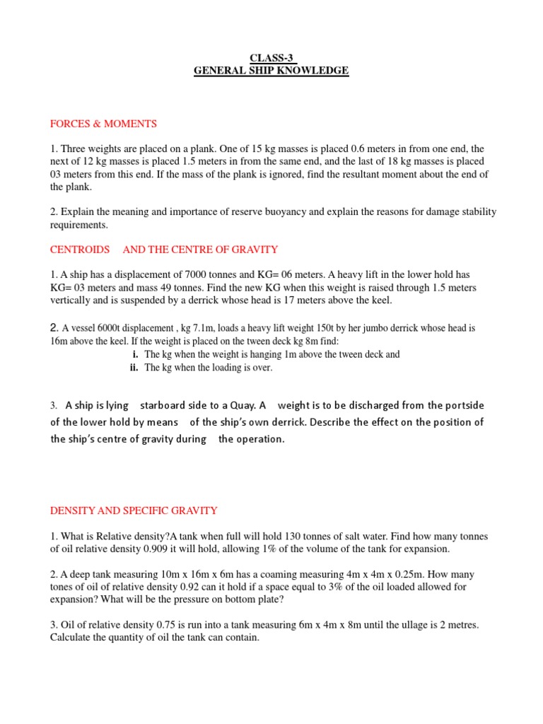 General Ship Knowledge | PDF | Ships | Buoyancy