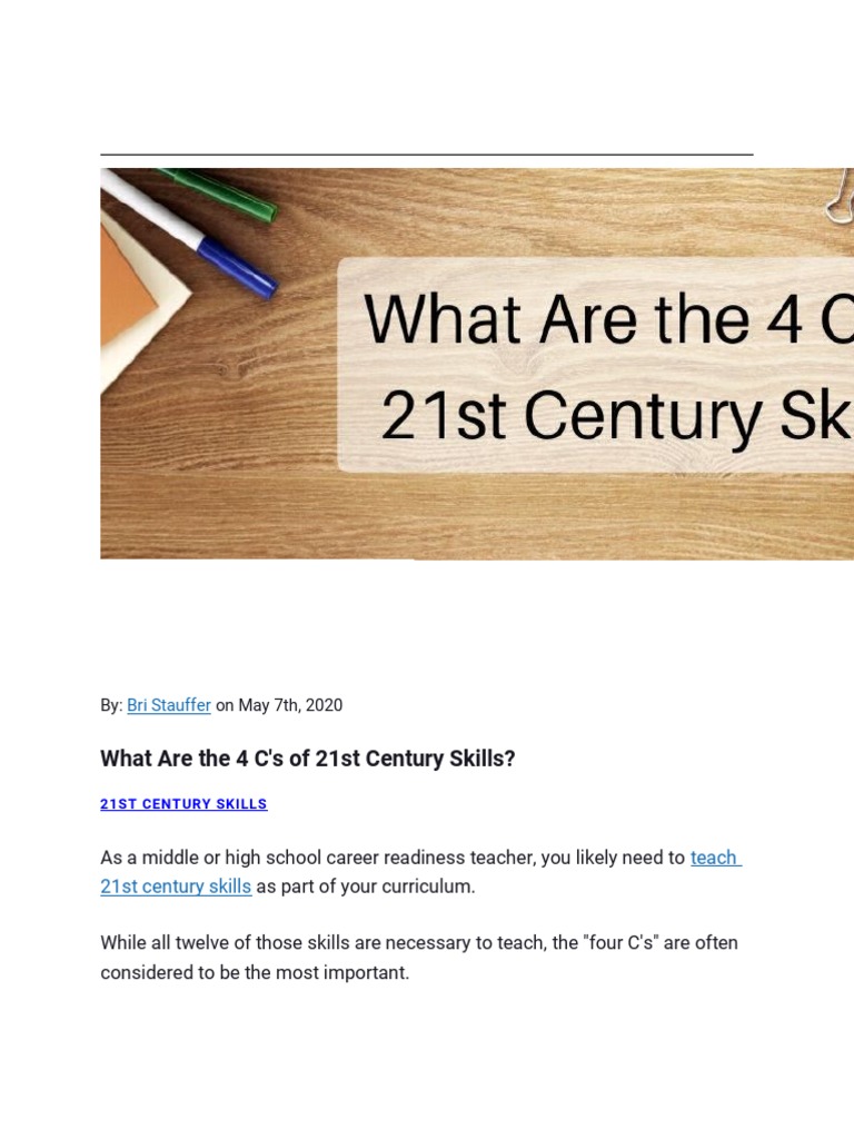 What Are The 4 C's of 21st Century Skills? | PDF | Creativity ...