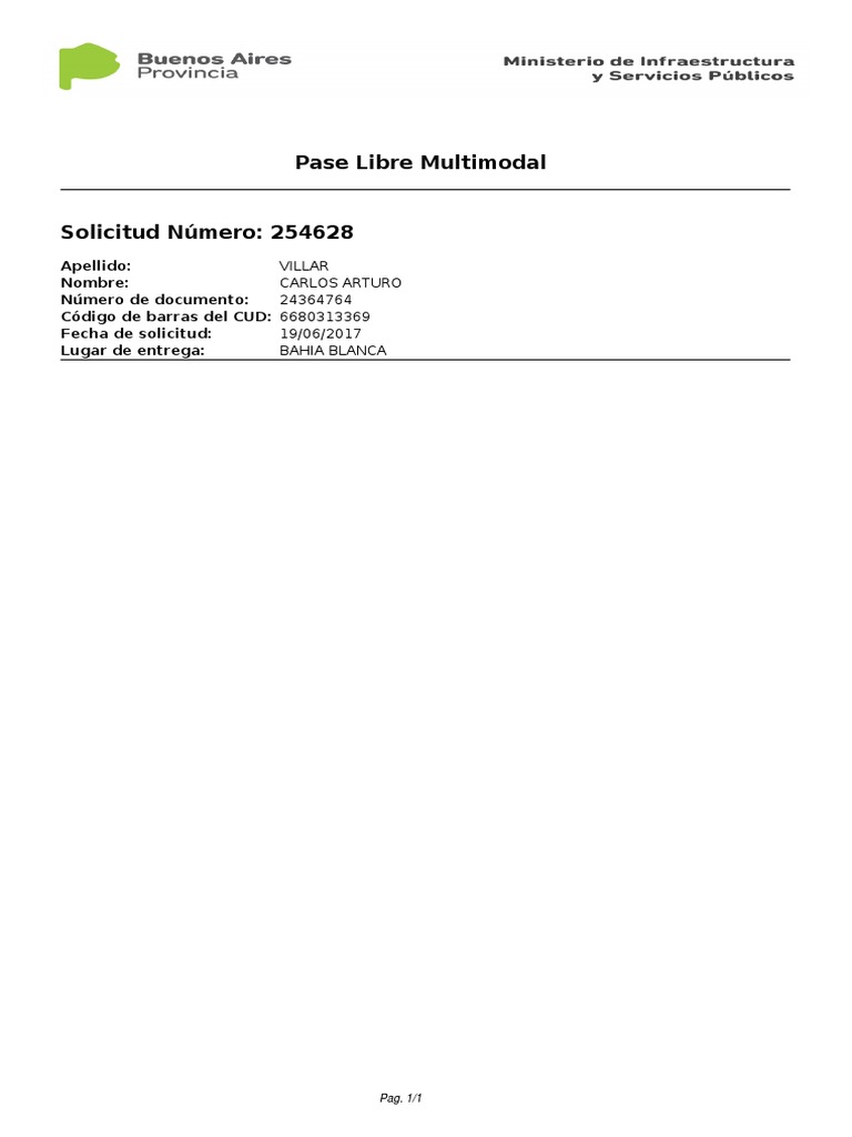 Pase Libre Multimodal Bs | PDF