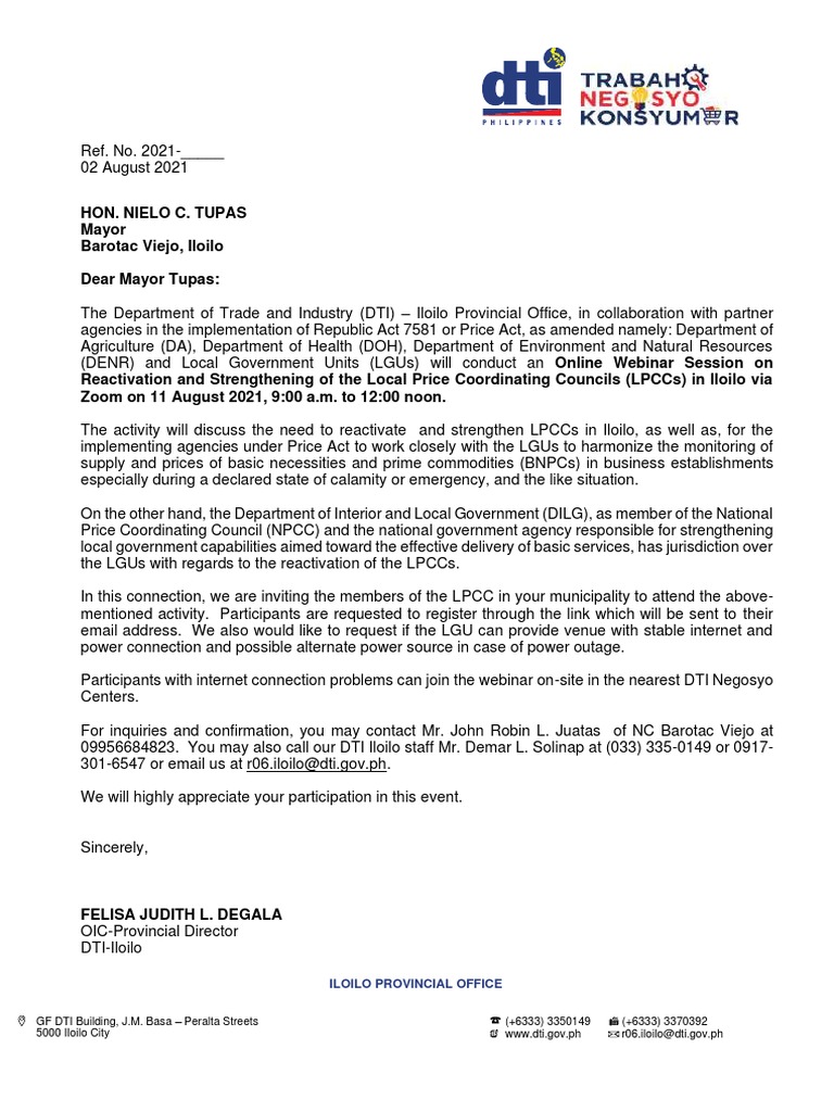 LPCC Letter - Barotac Viejo | PDF | Government | Policy
