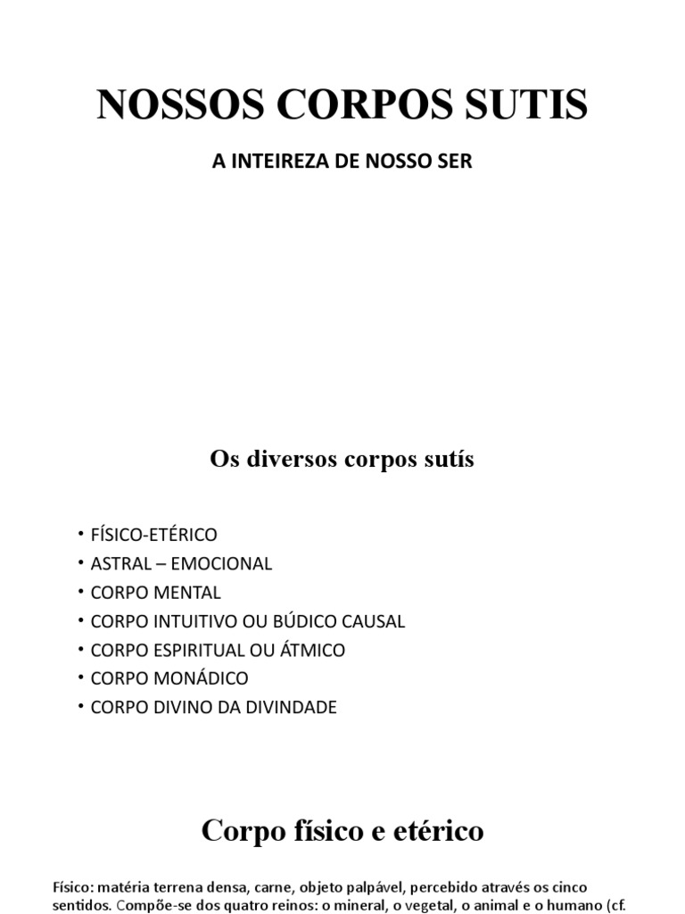 Os Corpos Sutis | PDF | Corpo humano | Física