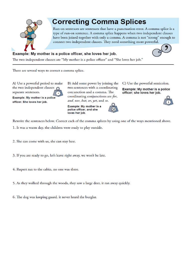 Correcting Comma Splices | PDF