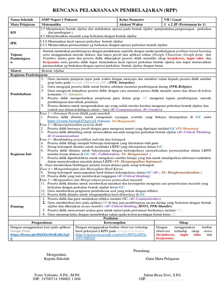 Contoh Penerapan Konsep Aljabar | PDF