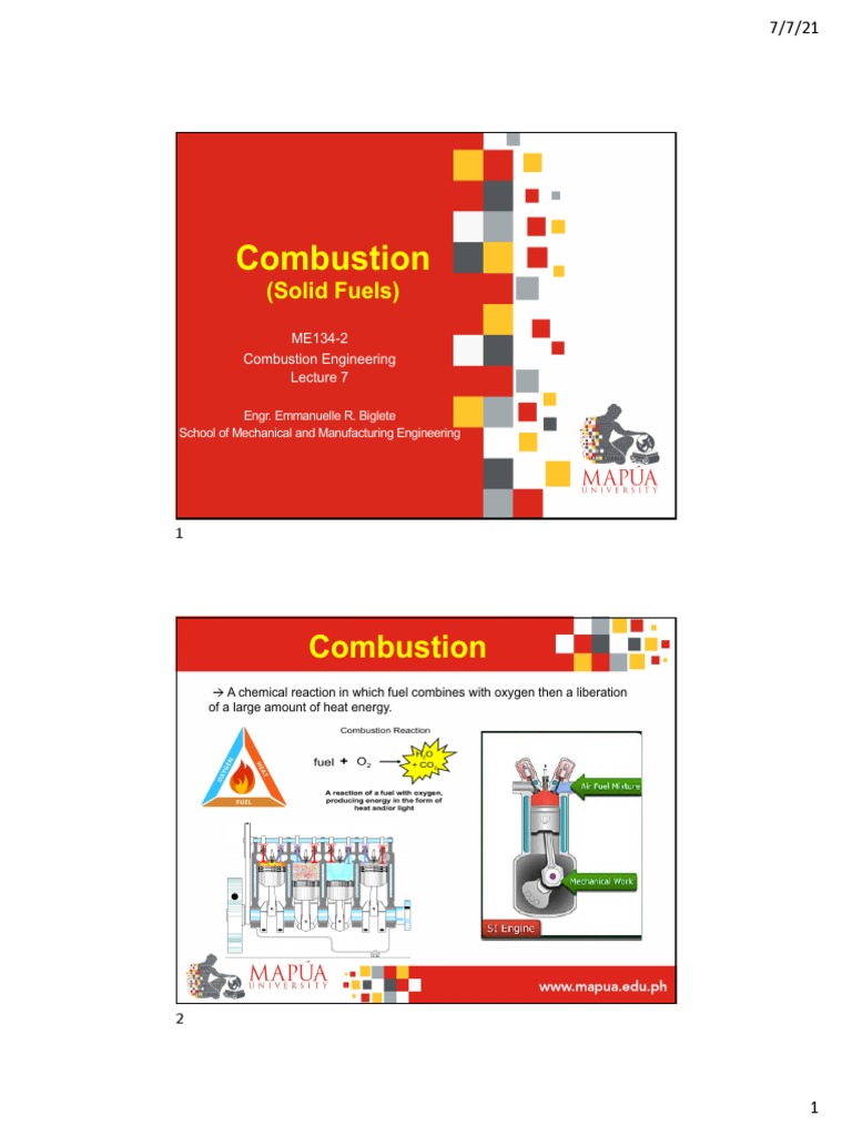 Lecture 7 - Combustion of Solid Fuels | PDF | Combustion | Fuels