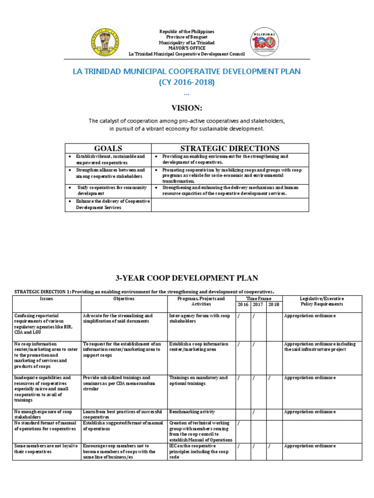 Coop Development Plan 2016 2018 | PDF | Cooperative | Local Government