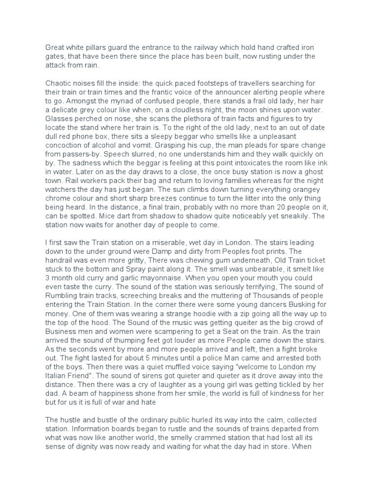 Descriptive Writing Examples Gcse