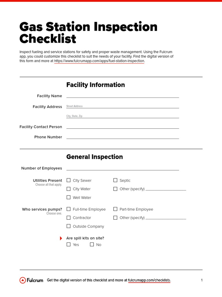 5ffcacac1fcf866bc8f2ea63 - Fulcrum Checklist - Gas Station Inspection ...