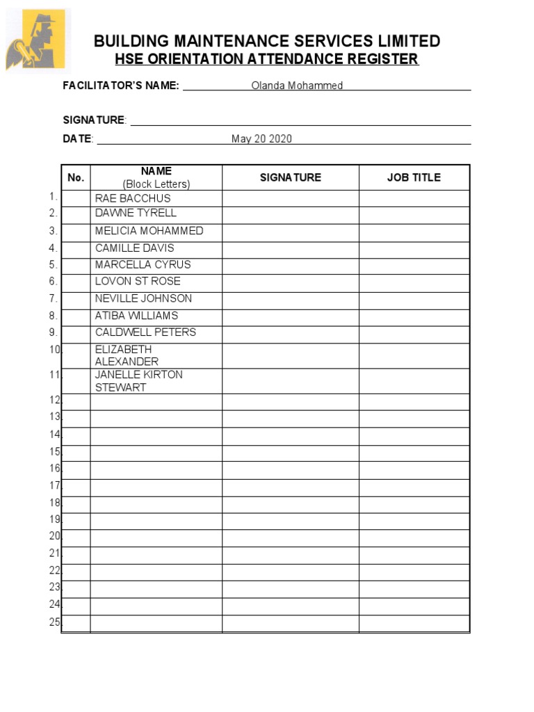 HSE Orientation Attendance | PDF