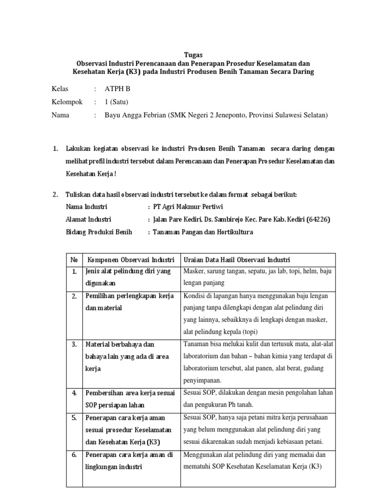 Tugas K3 Bayu Angga | PDF