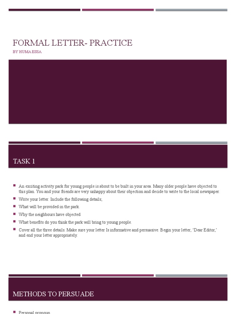Formal Letter Practice | PDF
