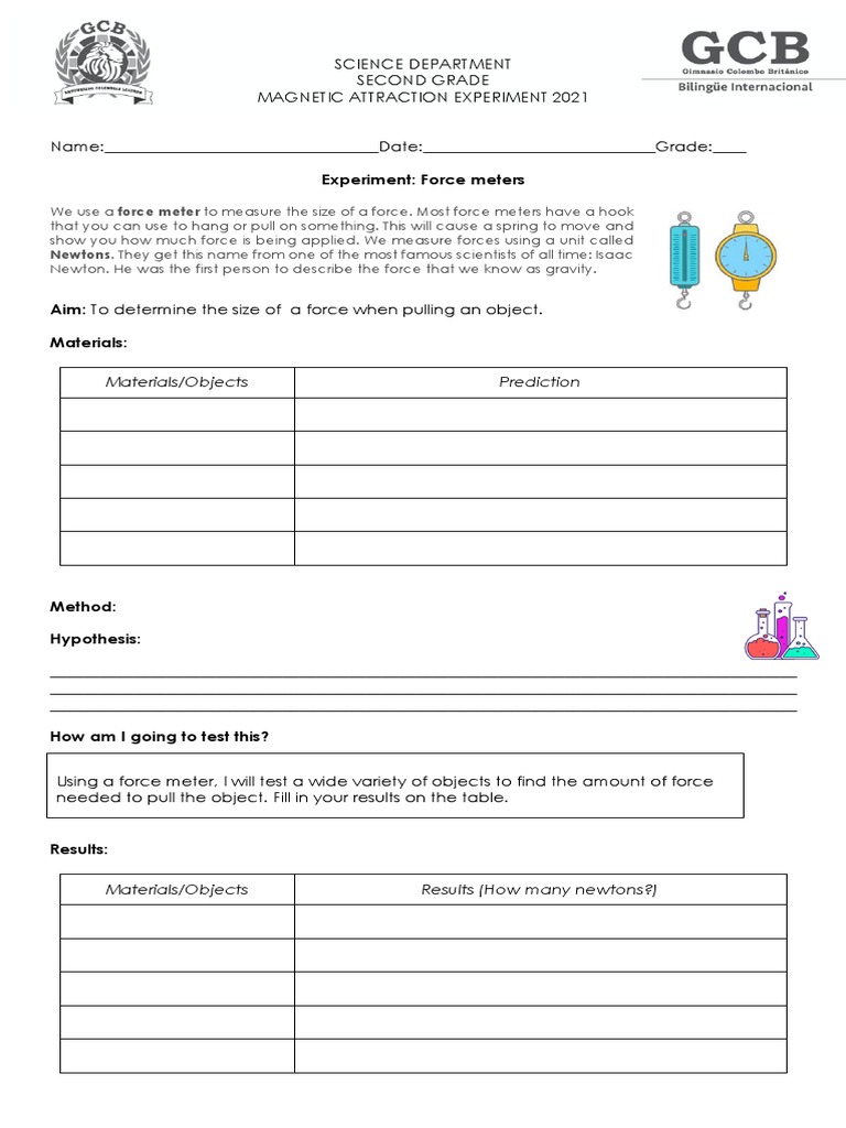 Force Meter Experiment for Second Grade | PDF