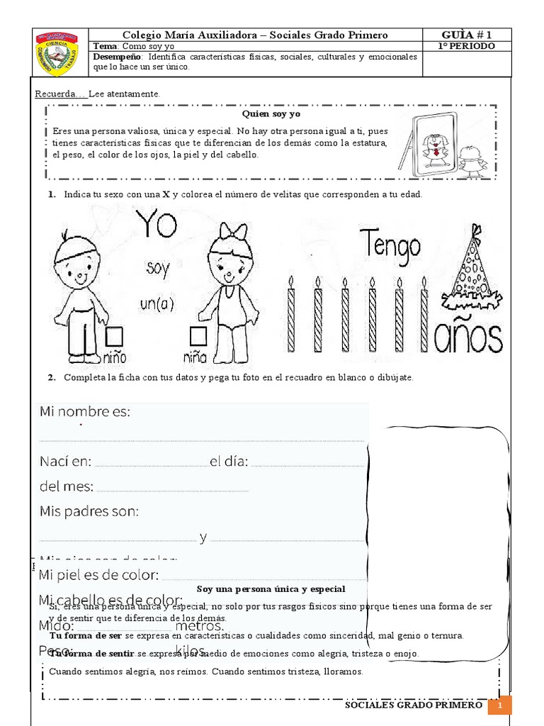 1.periodo Sociales Grado Primero | PDF | Parentesco