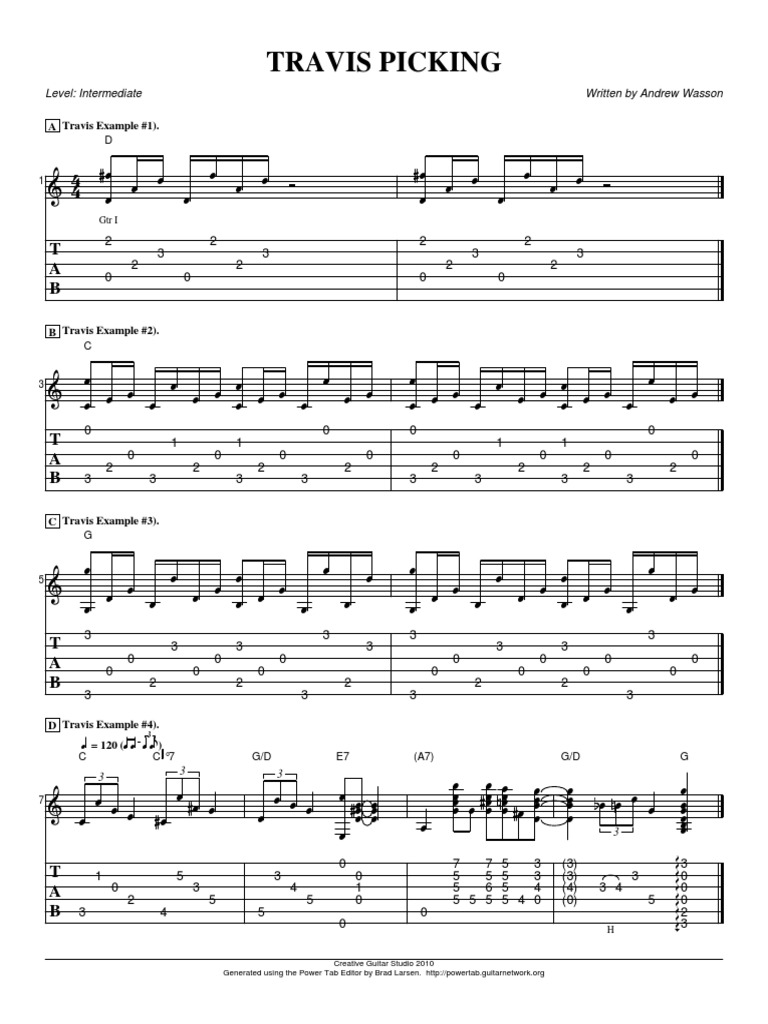 An Analysis of Four Travis Picking Examples for Intermediate Guitar ...