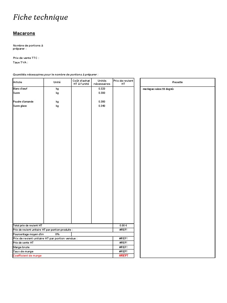 Fiche Technique Macarons | PDF