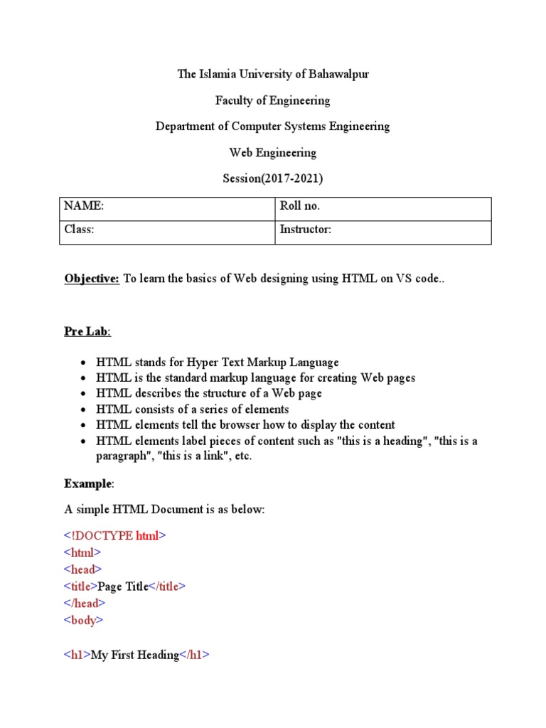 An Introduction to Basic HTML Elements and Structure Through the ...