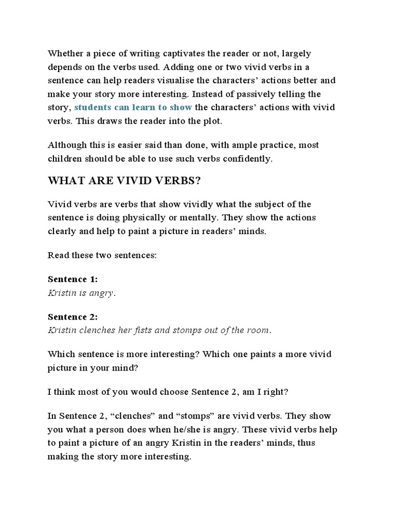 Vivid Verbs | PDF | Verb | Subject (Grammar)