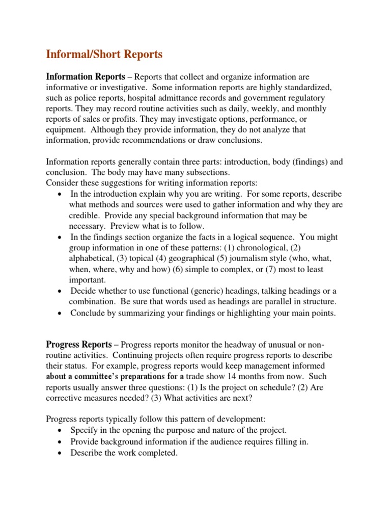 Types of Short Reports | PDF | Information | Cognition