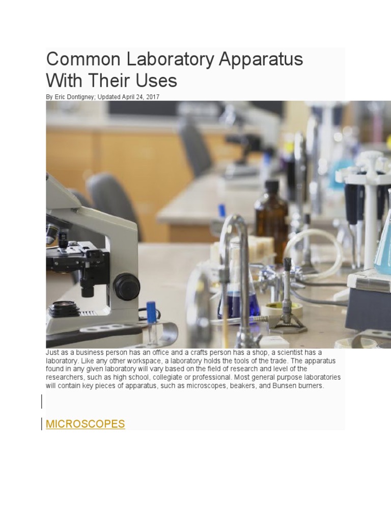 Common Laboratory Apparatus With Their Uses | PDF | Vacuum Tube ...