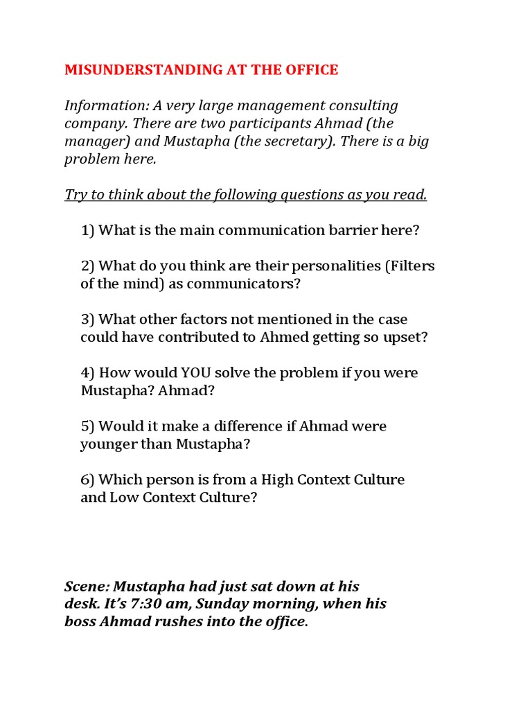 Misunderstanding at The Office | PDF | Career & Growth