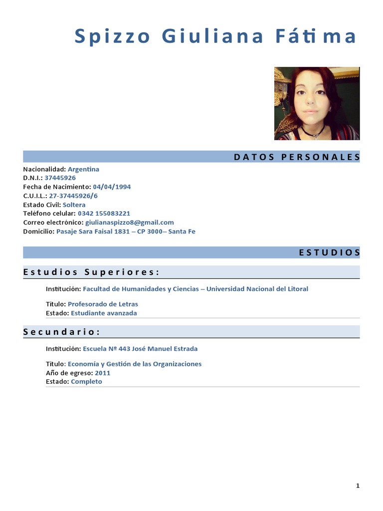 Spizzo Giuliana CV Actualizado | PDF