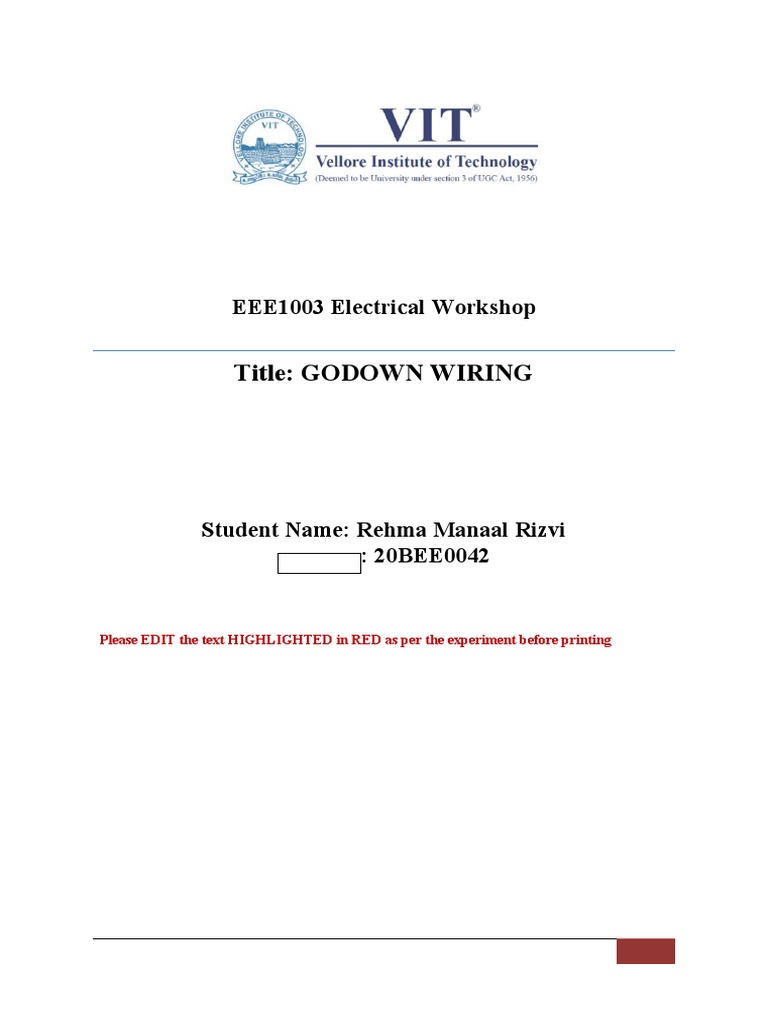 Title: Godown Wiring: EEE1003 Electrical Workshop | PDF | Switch ...