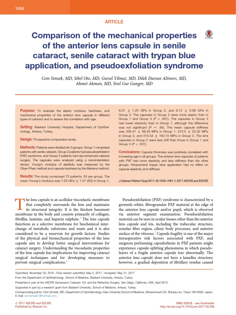 Comparison of The Mechanical Properties of The Anterior Lens Capsule in ...