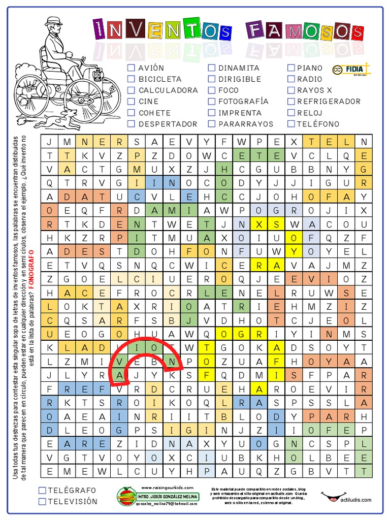 Sopa de Letras: Inventos Famosos | PDF
