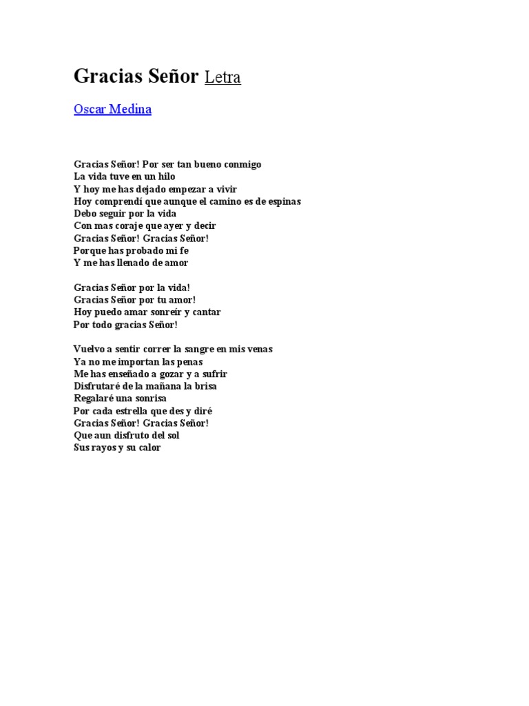 Gracias Señor Letra | PDF