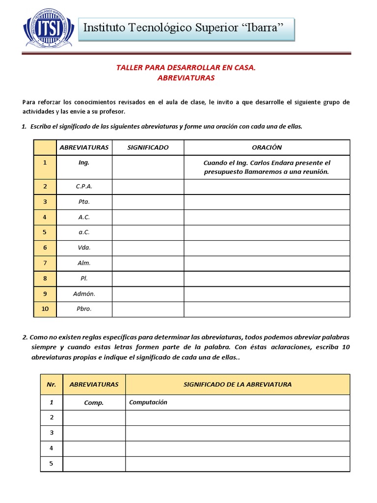 Ejercicios Abreviaturas | PDF | Lingüística