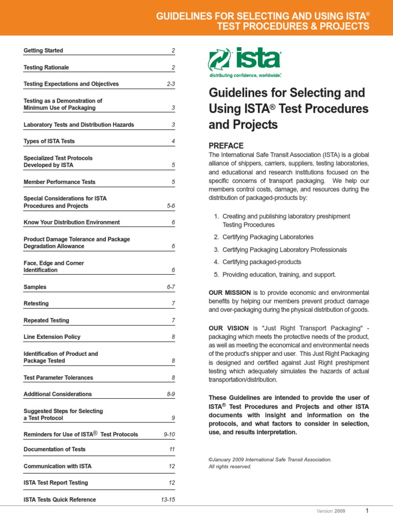 Guidelines For Selecting and Using ISTA Test Procedures and Projects ...