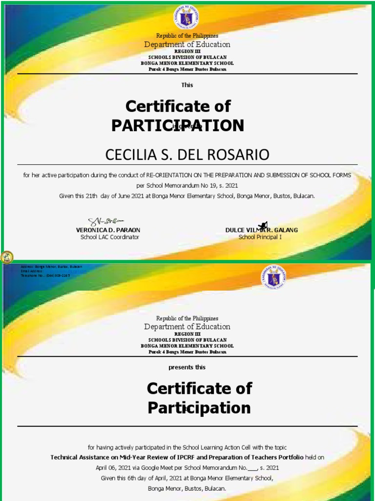 CERTIFICATE Certificate Ouput Slac Ipcrf | PDF | Philippines