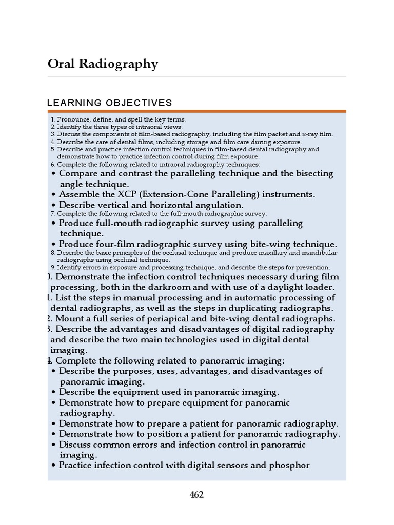 Chapter 16 - Oral Radiography (Essentials of Dental Assisting) | PDF ...