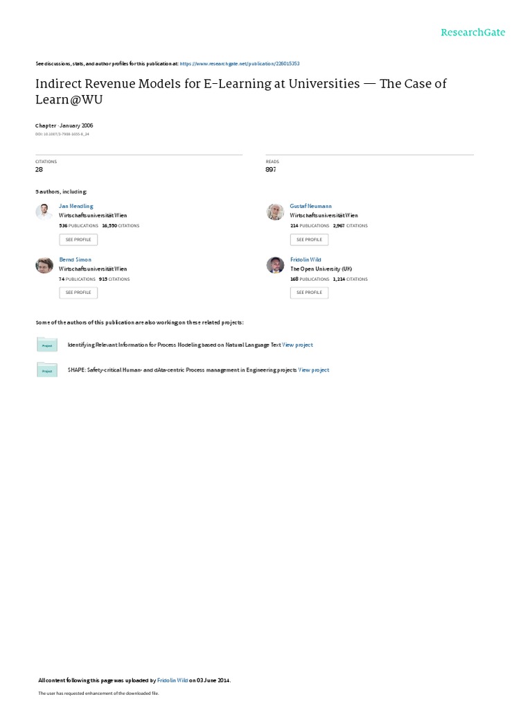 Indirect Revenue Models For E-Learning at Universi | PDF | Educational ...