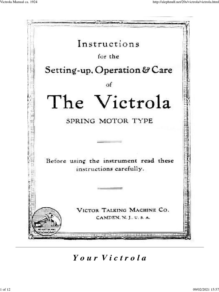 Victrola Manual | PDF | Phonograph