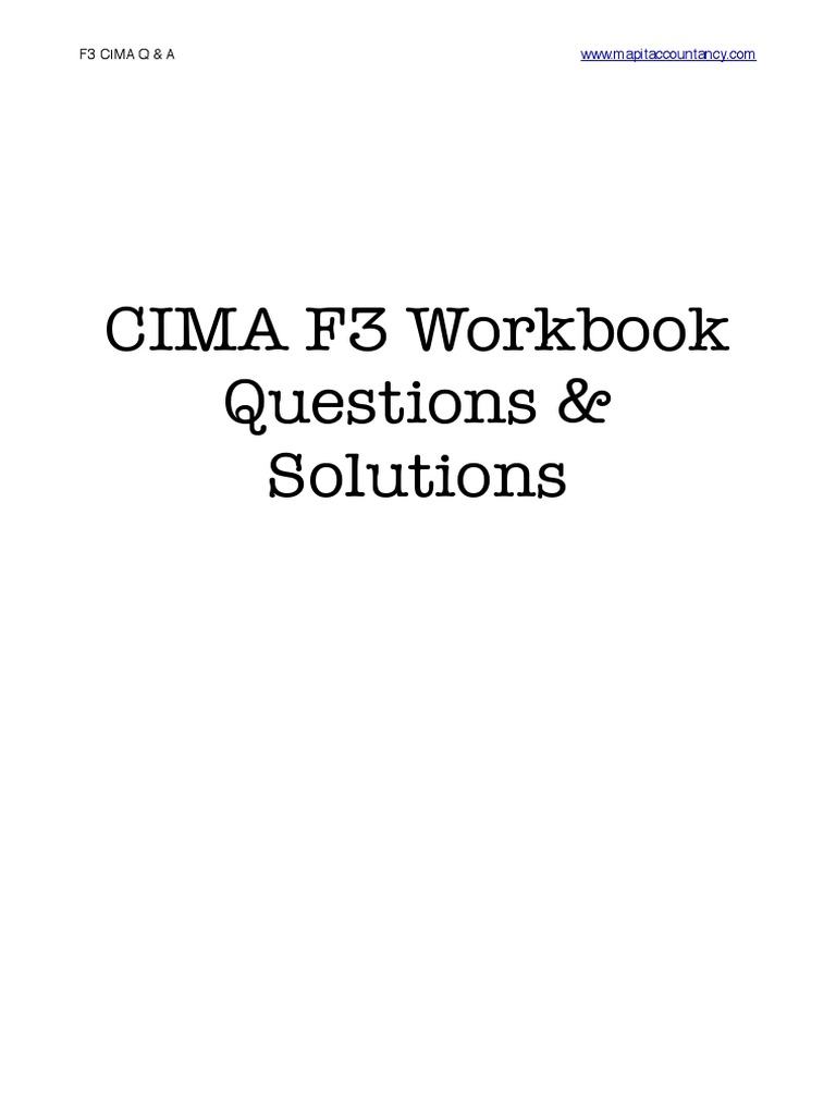 CIMA F3 Workbook: Q&A Solutions | PDF | Dividend | Interest