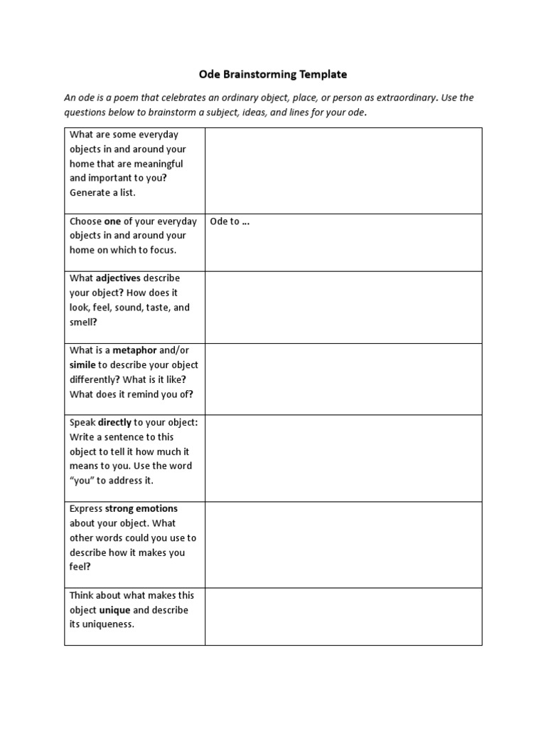 Brainstorming Ode Template | PDF