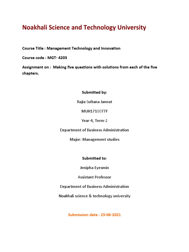 Management Technology and Innovation | PDF | Strategic Management ...