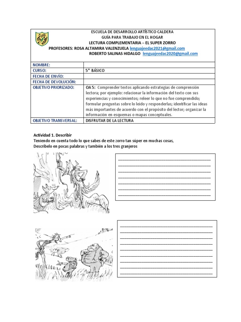 Actividades de Lectura: El Superzorro | PDF | Cognición