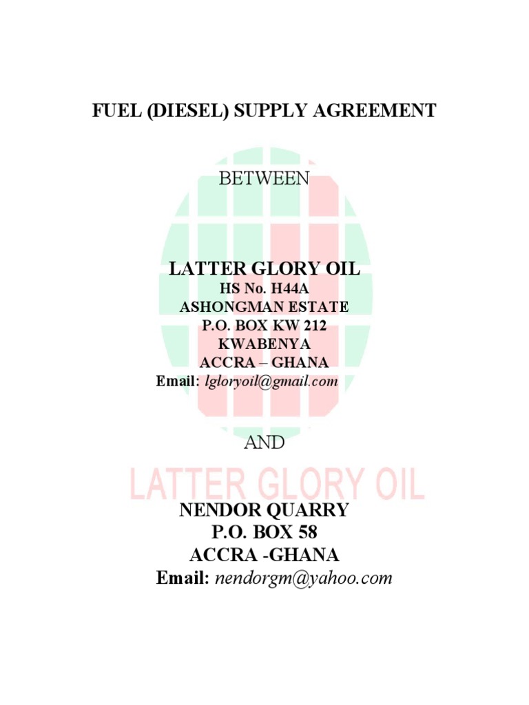 Fuel (Diesel) Supply Agreement: Between | PDF | Breach Of Contract ...