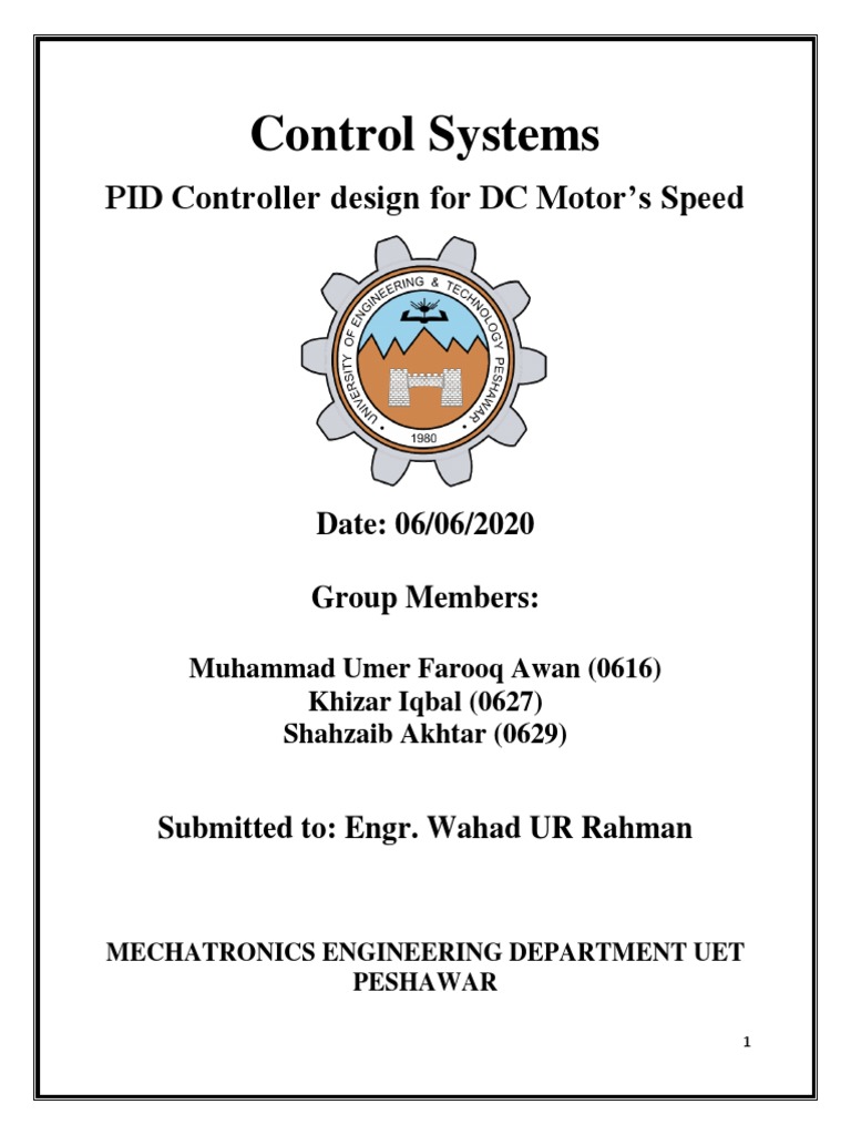 A Project Proposal | PDF | Control Theory | Electric Motor