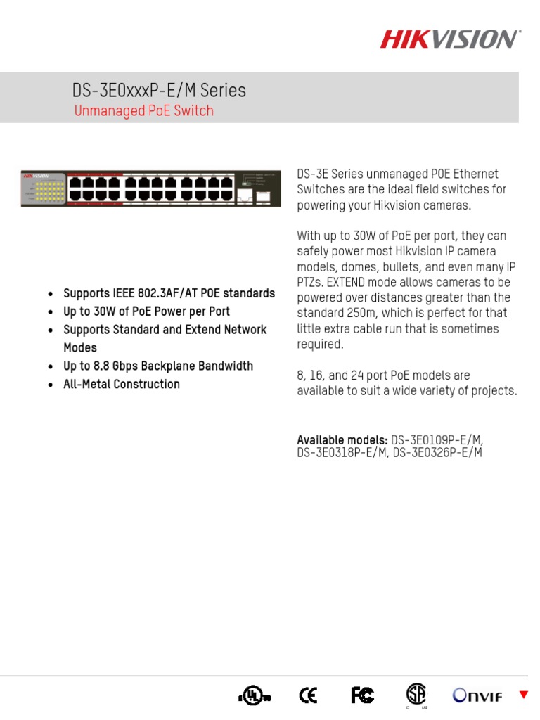Ds-3E0Xxxp-E/M Series: Unmanaged Poe Switch | PDF | Ethernet | Duplex (Telecommunications)